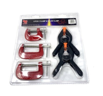 NEW ! 6PC MULTIPURPOSE 1"2" C-CLAMPS & 2" PLASTIC SPRING CLAMPS FREE ...