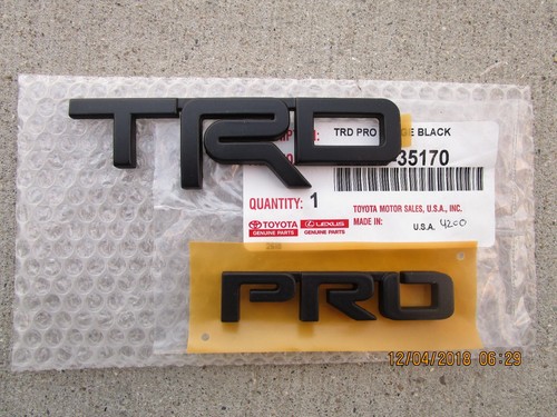 FITS: 16 - 19 TOYOTA TACOMA TRD PRO BADGE BLACK PAINTED METAL EMBLEMS ...