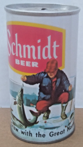 Schmidt Ice Fishing Scene Associated Yellow back Set 7 Pull Top Beer ...
