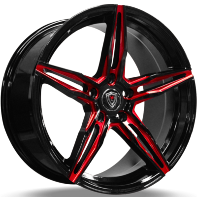18x9 Marquee M.8888 5x114.3 Gloss Black and Red Milled Rim SINGLE WHEEL ...