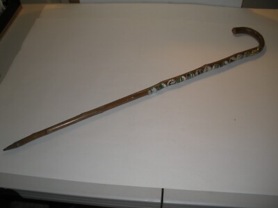 Vtg German Wooden Walking Hiking Stick Traveling Cane w/ 12 Souvenir ...