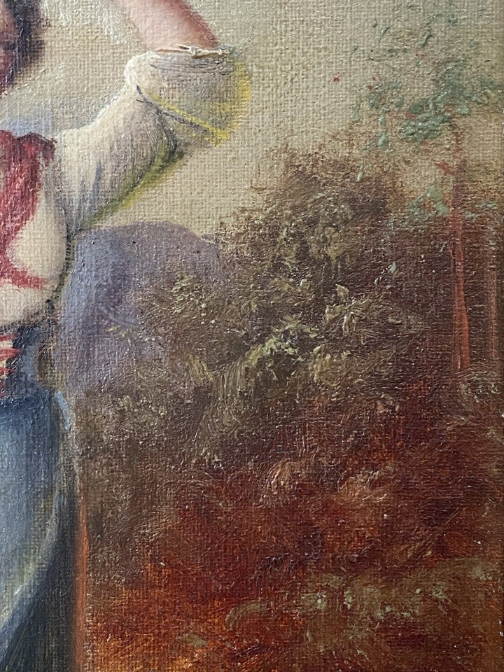 🔥 Antique Old 19th c English Impressionist Woman Portrait Oil Painting ...