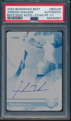 JORDAN WALKER AUTO 2020 Bowman's Best CYAN PRINTING PLATE #1/1 RC PSA ...