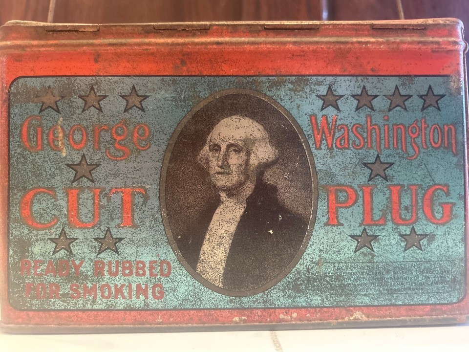 Vtg George Washington Tobacco Cut Plug Tin/Pail, With Metal & Wood ...