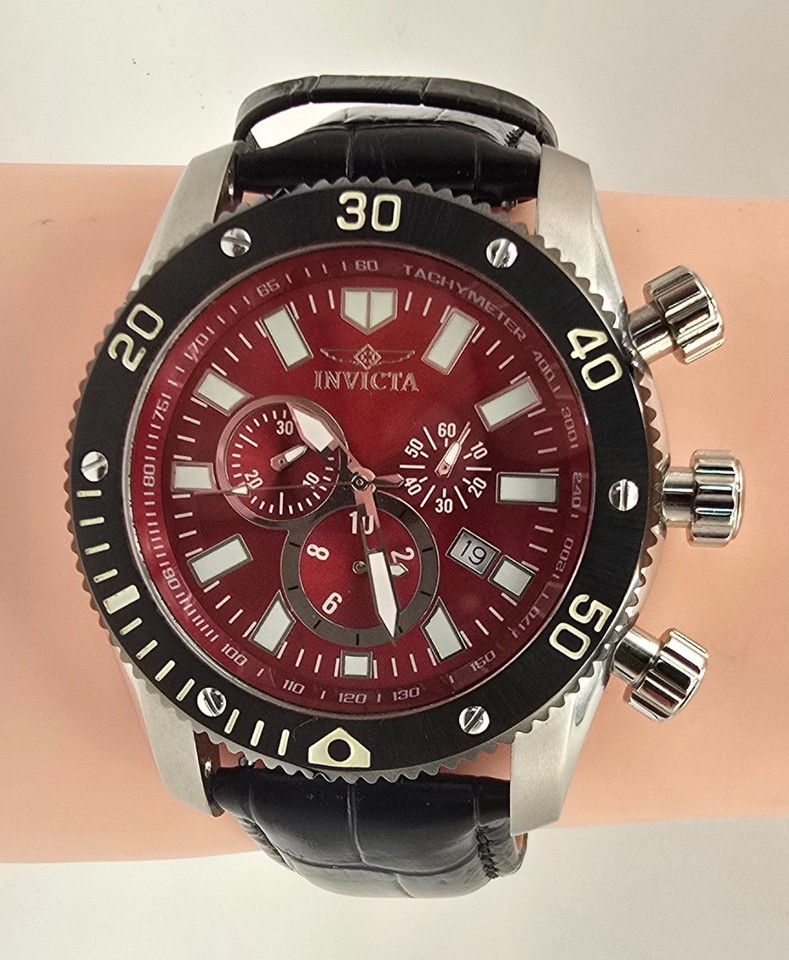 Invicta Model 10244 - Sea Spider Men - Quartz - Black Leather Band ...