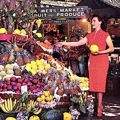 Vintage Los Angeles, CA Postcard Farmer's Market Fruit Stand Posted ...
