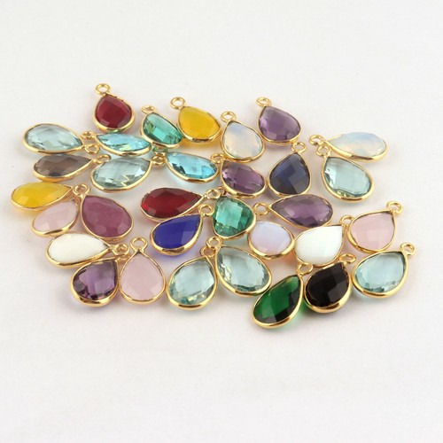 Tiny Stone Multi Gemstones 24k Gold Plated DIY Single Bail Connectors ...