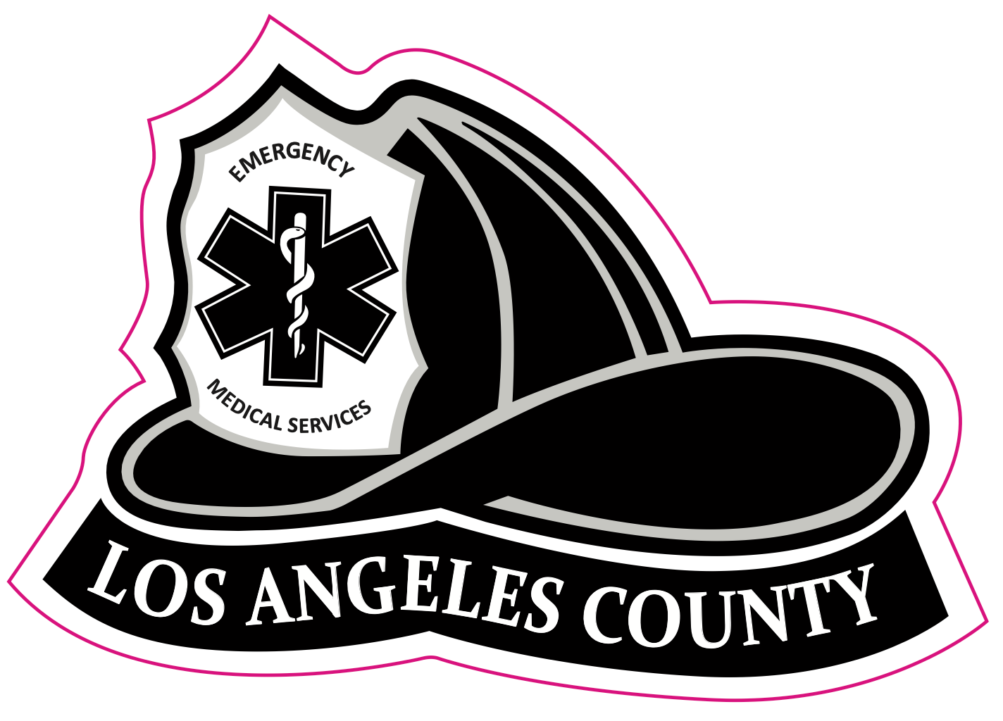 LOS ANGELES COUNTY EMS (BLACK) , EMT, PARAMEDIC, FIRE, HELMET STICKER ...