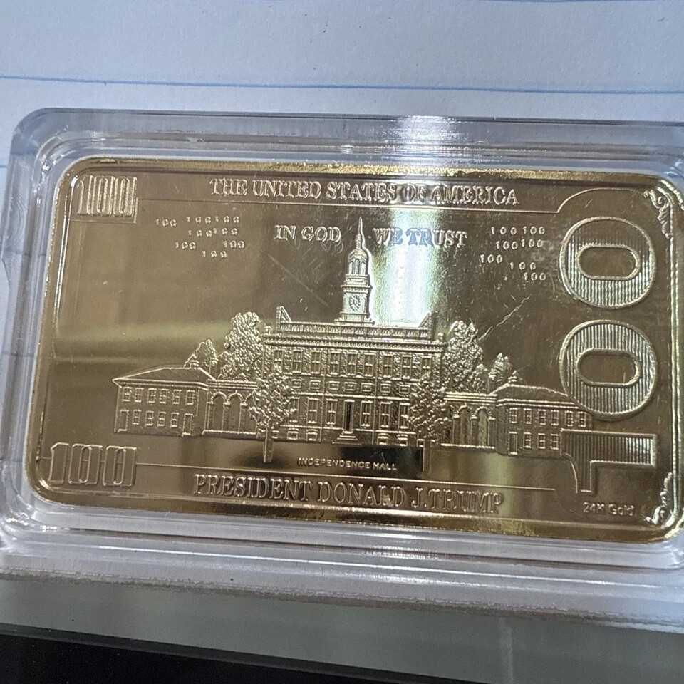 PRESIDENT TRUMP BANKNOTE 100 MILLS 999 FINE 24 K GOLD PLATED 1 OUNCE ...