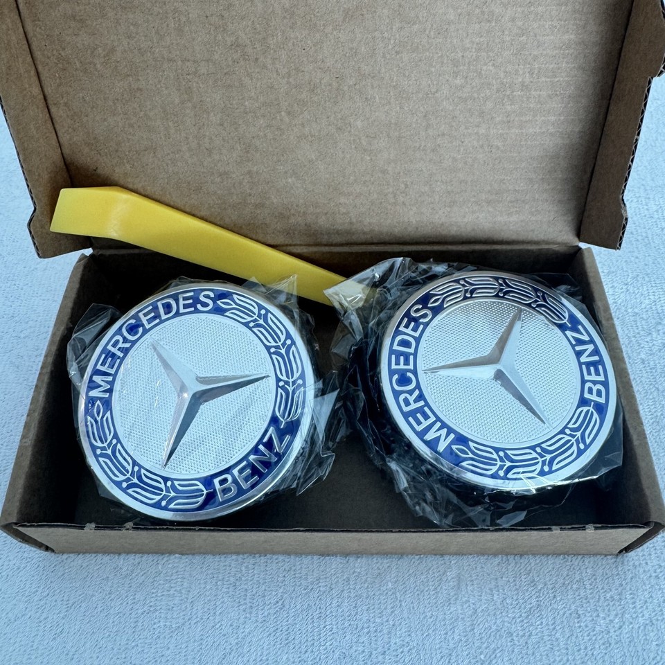 4Pack Fit For Mercedes-Benz Wheel Center Caps Emblem Blue Rim Hub Cover ...