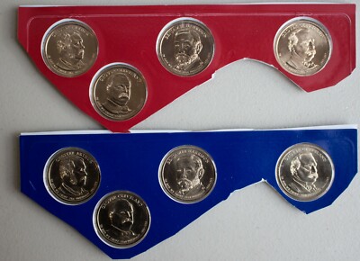 2012 P and D Presidential $1 Coin Uncirculated Set 8 Golden BU Dollars ...