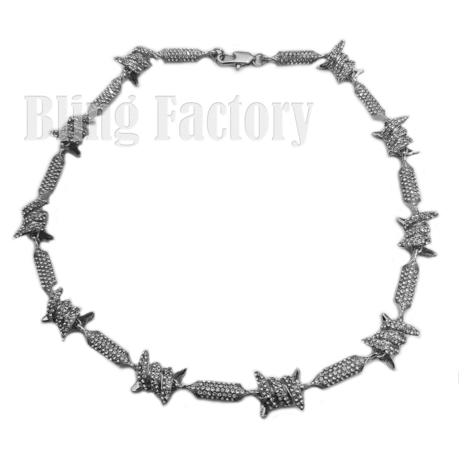 Hip Hop Unisex Fashion Silver plated Iced Barbed Wire 18" 20" 24" Chain ...