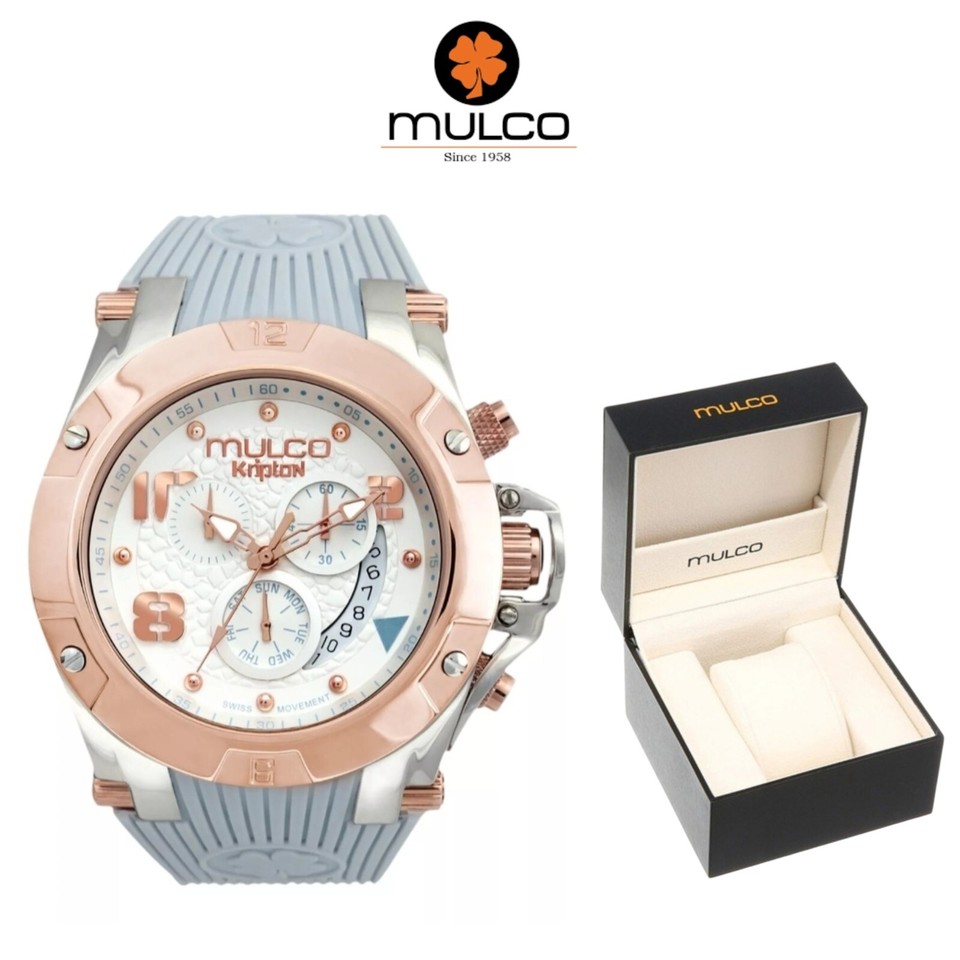 Mulco Kripton MW5-2029-012 Chronograph Watch with White Silicone Strap ...