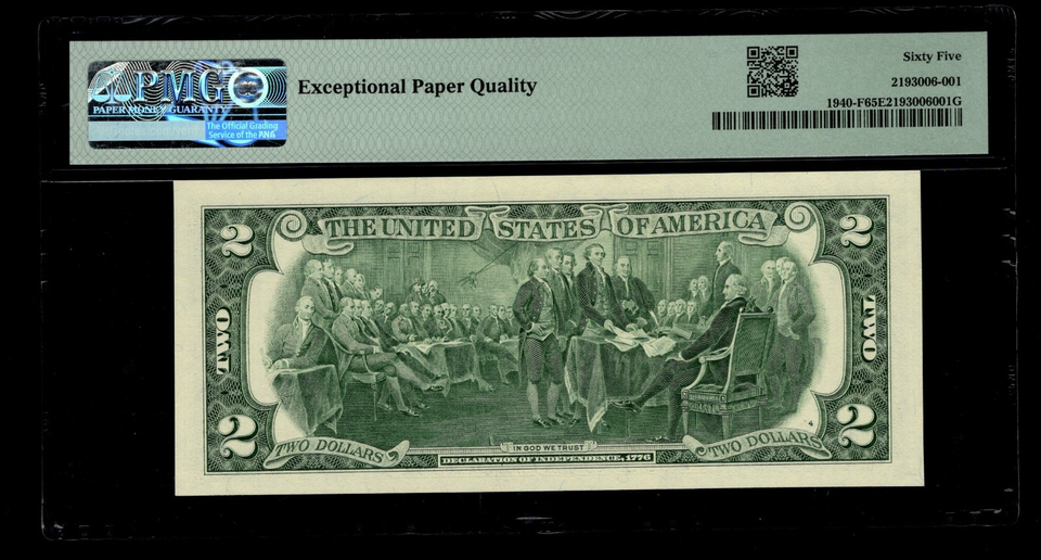 Six Digit Ladder Fancy Serial Number Two Dollar Bill F12345601A PMG 65 ...
