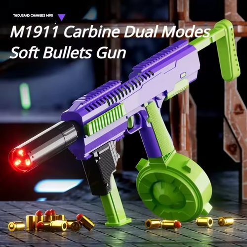 Carbine Toy Gun Shell Ejection Soft Bullet Blaster Automatic Drum Mag ...