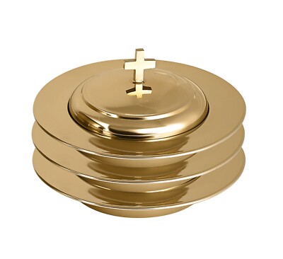 3 Stackable Communion Bread Plate Set | Stainless Steel – Shiny Gold ...