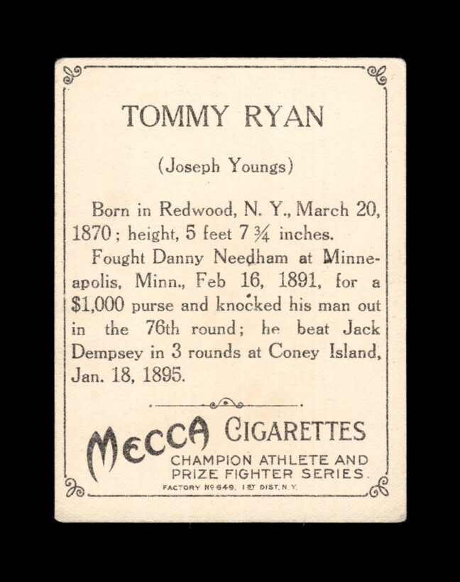 1910 T220 Mecca Cigarettes Set-Break Tommy Ryan VG-VGEX *GMCARDS* | eBay