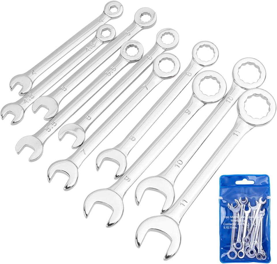 10pcs Mini Metric Wrench Set, Open and Box End Ignition Wrench Set ...