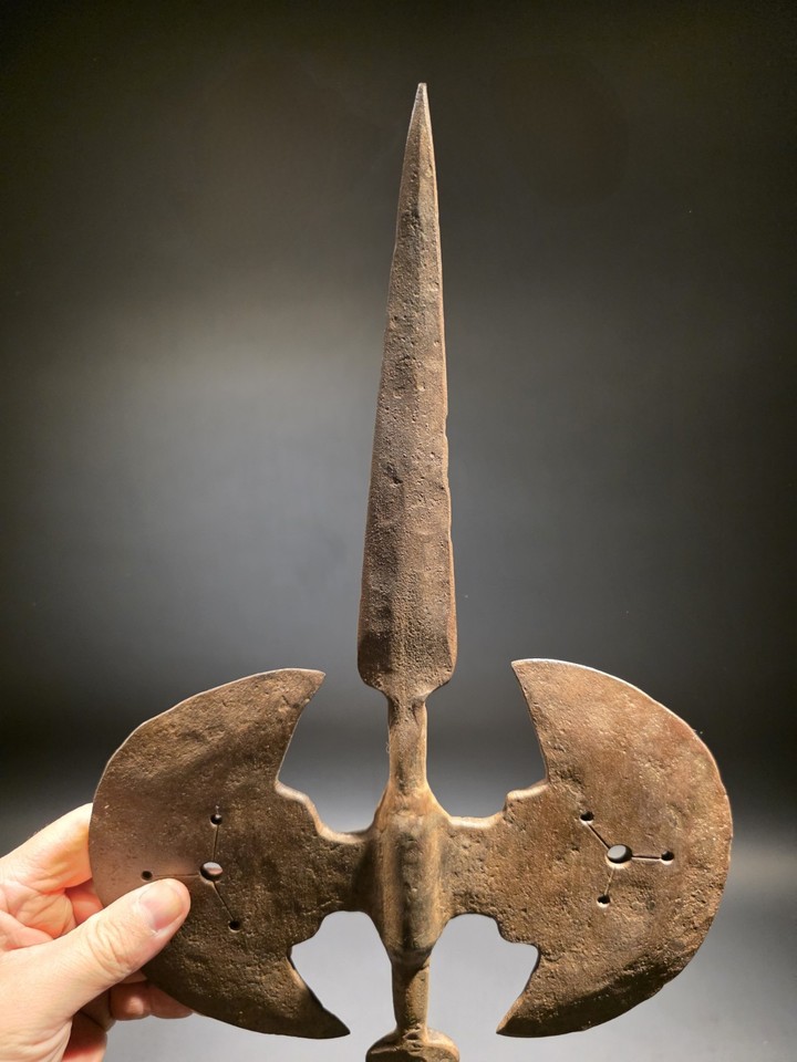 Antique 18th C Iron Indo Persian Tabarzin Battle Axe Mughal Ottoman ...