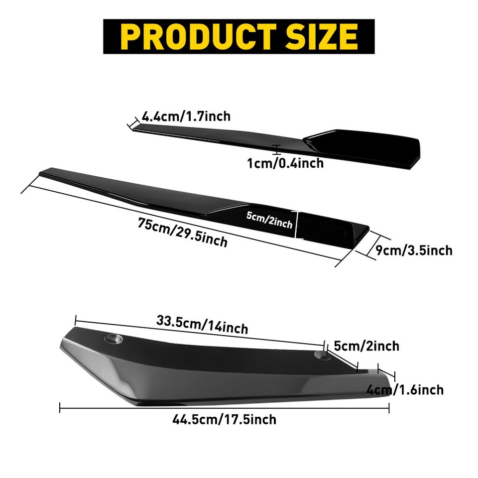 Pair 75cm Universal Car Side Skirt Rocker Splitter Winglet Wings ...