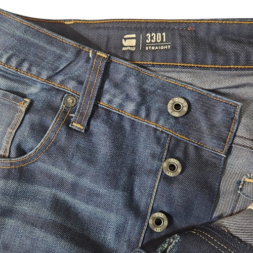 G Star RAW 3301 Straight Fit Men's Jeans Dark Wash 34x31 | eBay