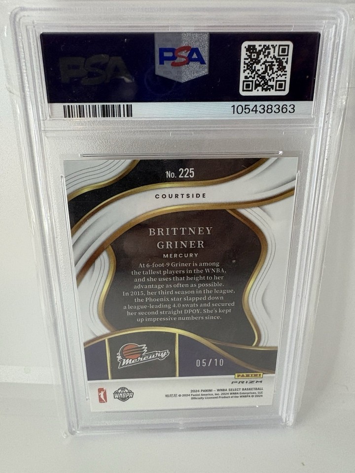 2024 Panini Select WNBA Brittney Griner Gold Flash Prizm 225 (/10) PSA ...