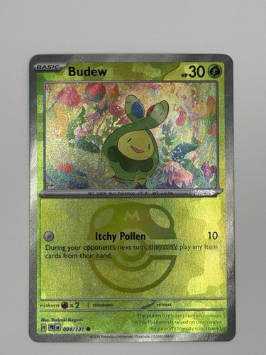 Budew 004/131 Prismatic Evolutions Master Ball Reverse Holo Pokemon TCG ...