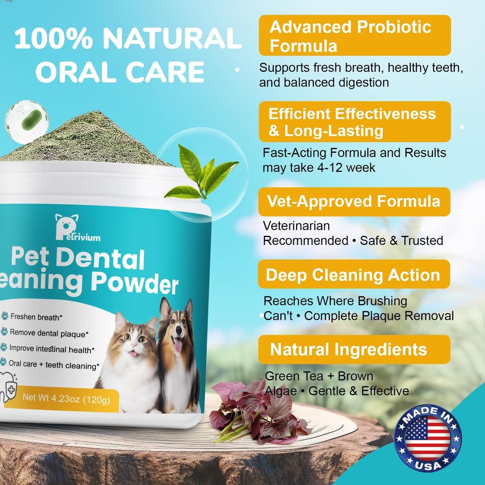 Dog Teeth Cleaning Powder, Dog Dental Powder for Teeth Cleaning and Dog ...