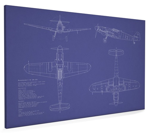 Messerschmitt Bf109 (ME109) Blueprint Box Canvas and Poster Print (134 ...