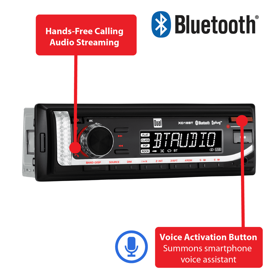 Dual Electronics XD18BT Single DIN Car Stereo with Bluetooth, USB, AM ...