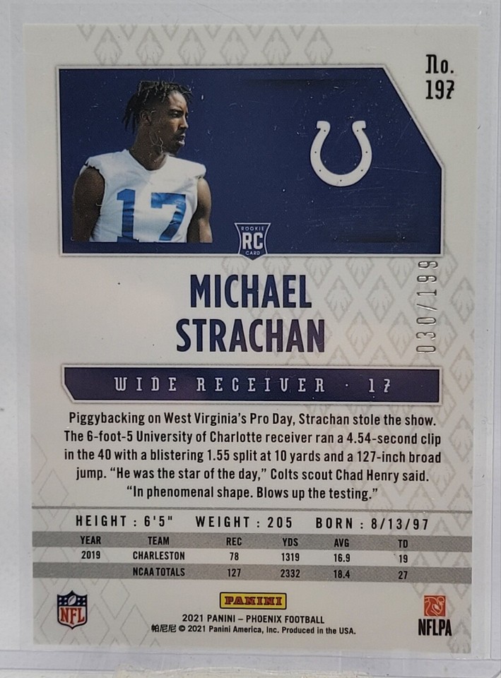 2021 Panini Phoenix Football Michael Strachan Pink Refractor /199 RC | eBay