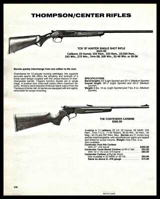 1991 THOMPSON CENTER TCA TCR '87 Hunter Rifle Contender Carbine AD | eBay