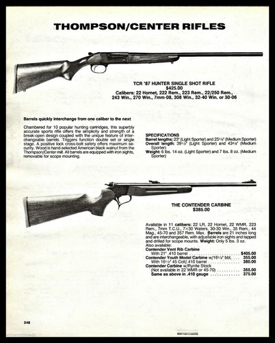 1991 THOMPSON CENTER TCA TCR '87 Hunter Rifle Contender Carbine AD | eBay