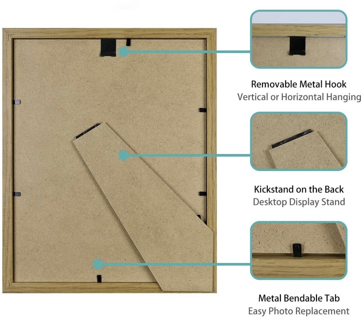 White Oak Photo & Picture Frames (With White Mount) A1 A2 A3 A4 A5 Home ...