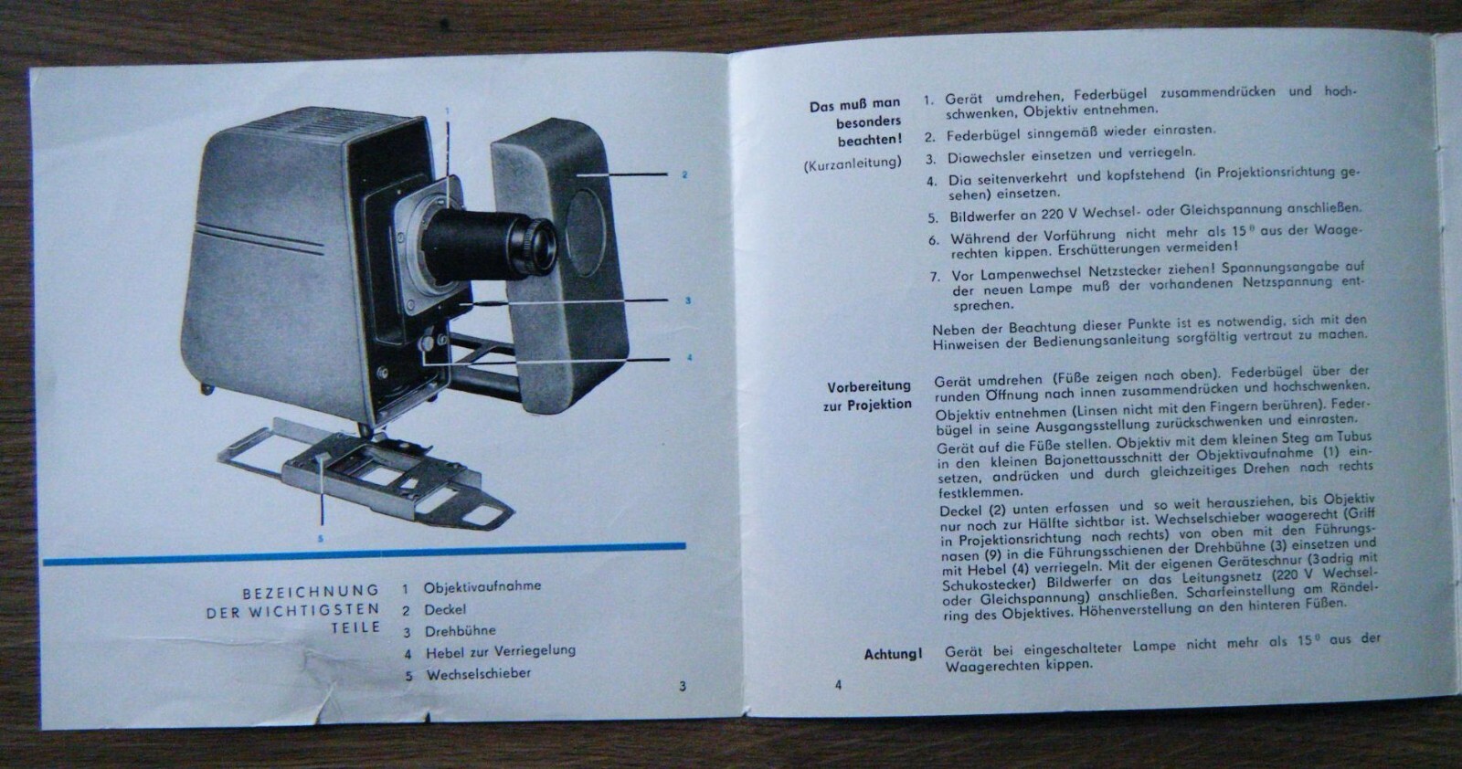 Bedienungsanleitung Aspectar 150 A Bildwerfer Pentacon Dresden ...