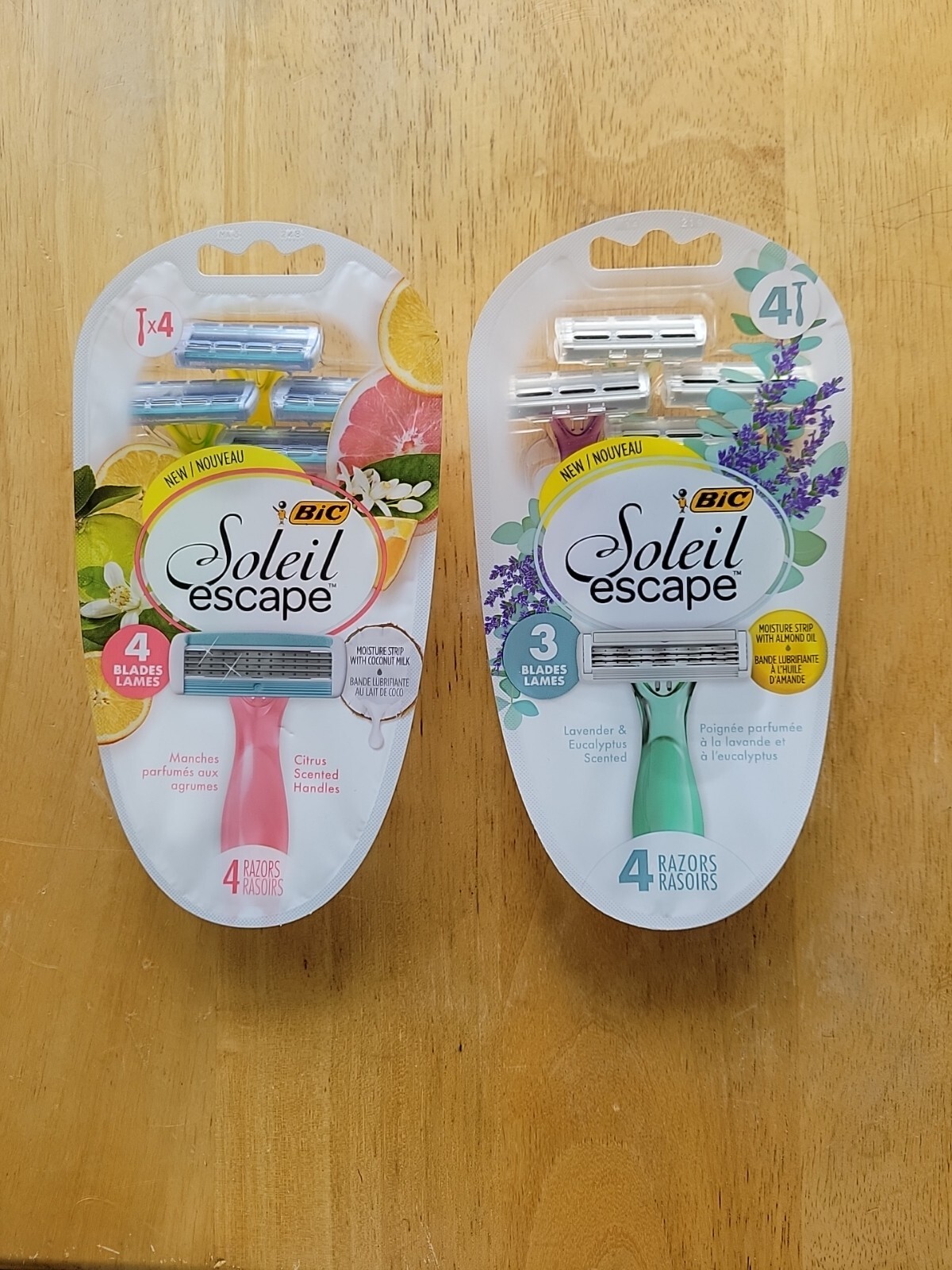 Lot of 2 Bic Soleil Escape Razor 3 & 4 Blades, 4 pack, total of 8 ...