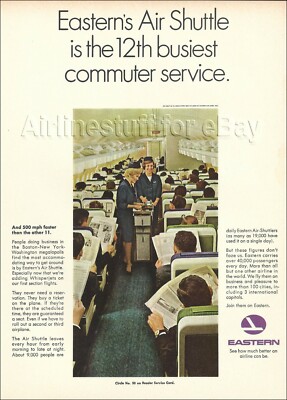 1966 EASTERN Air Lines AIR SHUTTLE Interior PRINT AD airways advert ...