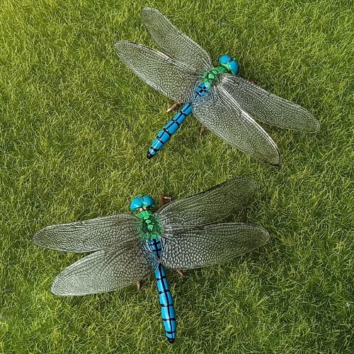 Flying Blue Dragonfly Lifelike Fairy Garden Terrarium Figurine Decor ...