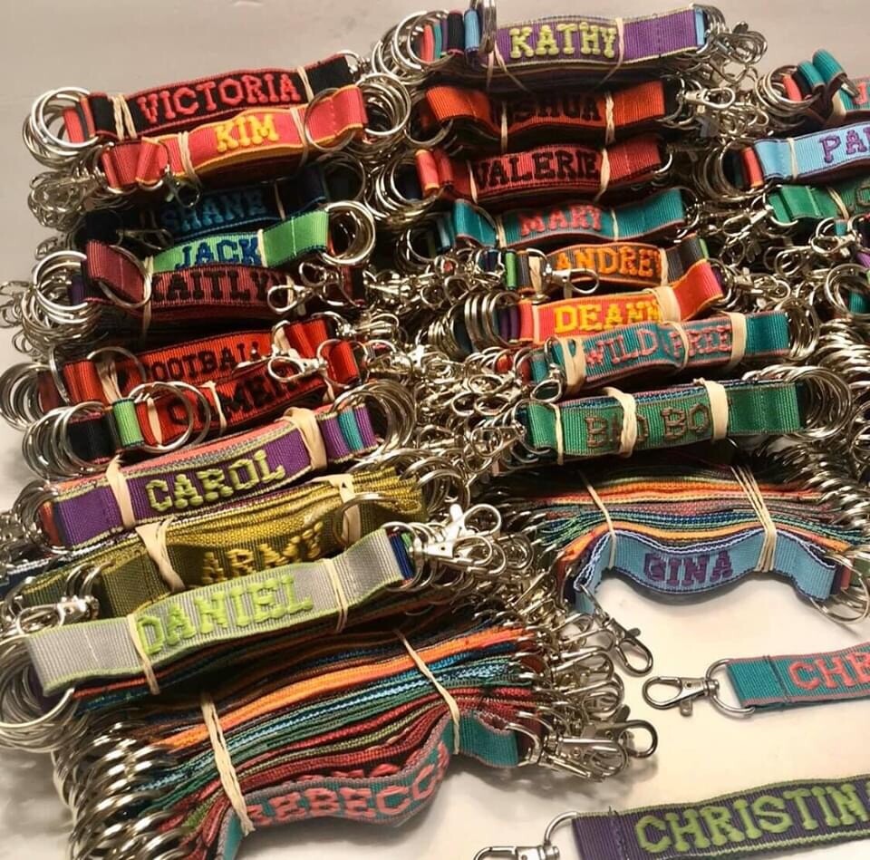 Personalized Embroidered Strap Key Rings Keychains with Attachment ...