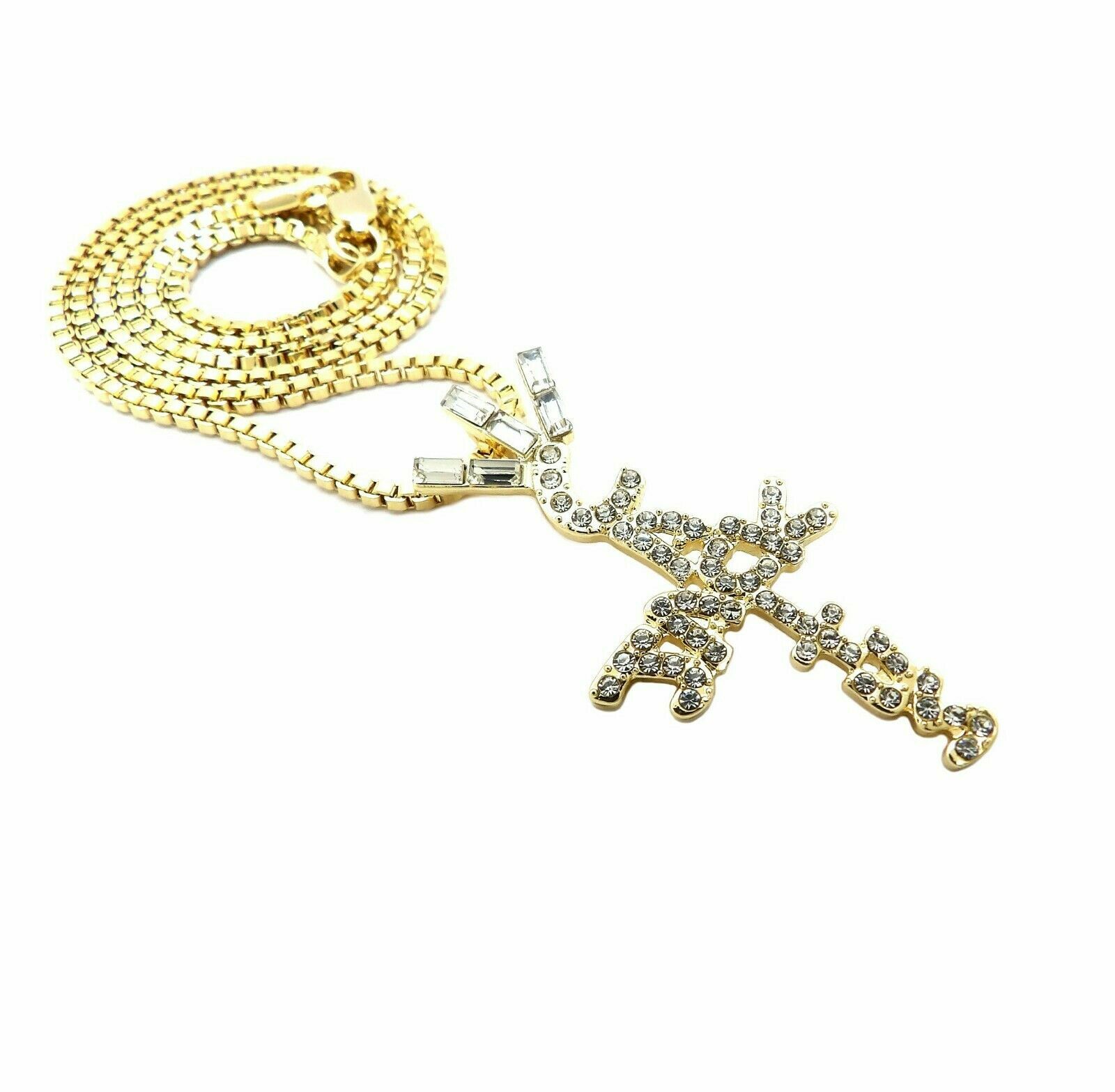 Hip Hop Travis Scott Cactus Jack Cross Pendant 24" Cuban Box Rope Chain ...