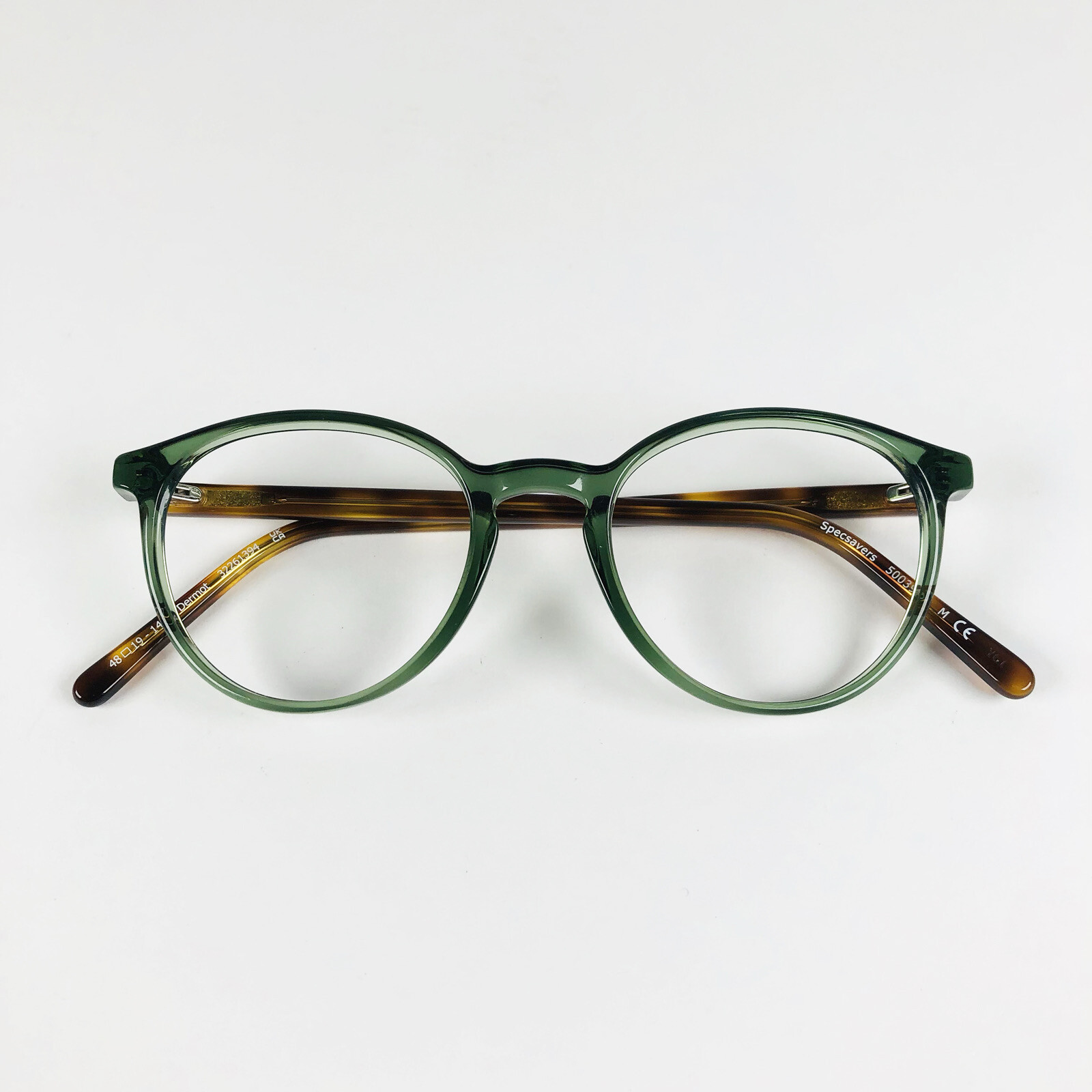 SPECSAVERS eyeglasses TRANSLUCENT GREEN ROUND glasses frame MOD: DERMOT ...