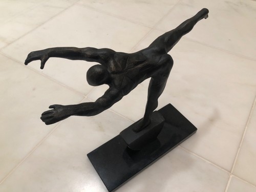 Metal Sculpture Sports Figure of Acrobat in Motion on Marble Base | eBay