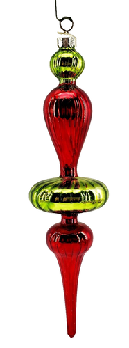 Frontgate Red and Green Finial Glass Christmas Ornament | eBay