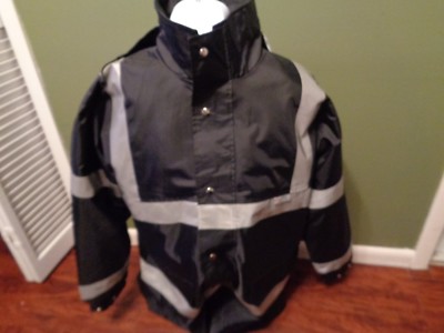 3M Scotchlite Reflective HOODIE ,PARKA INSULATED Jacket Black Hood XL ...