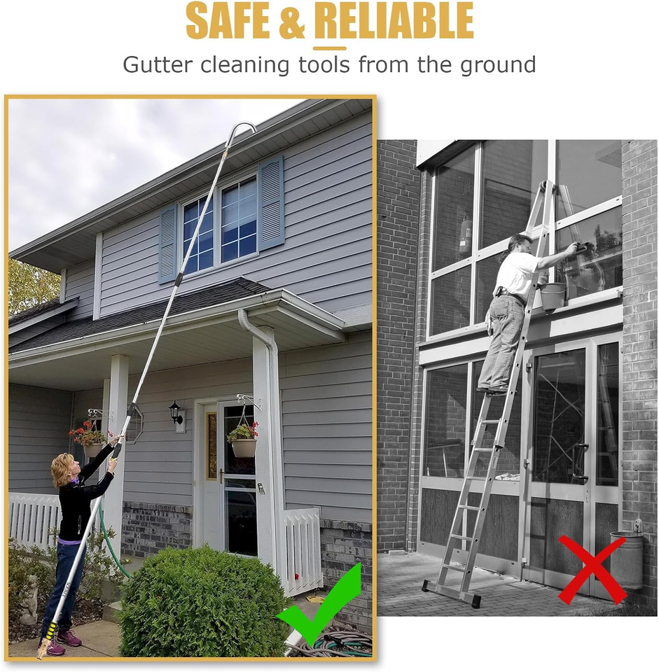Gutter Cleaning Tools from the Ground, 20FT Reach Telescoping Gutter ...