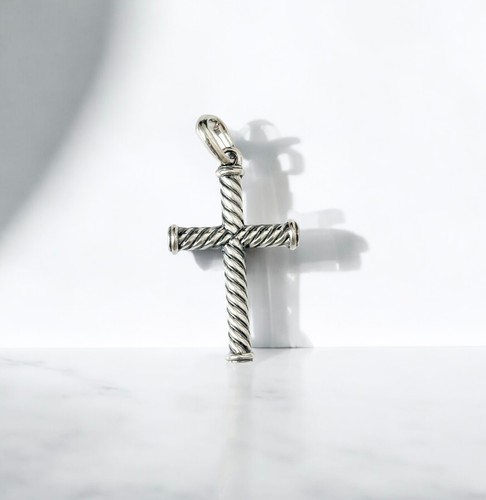 David Yurman Men's Rope Cross Pendant for Necklace in .925 Sterling ...
