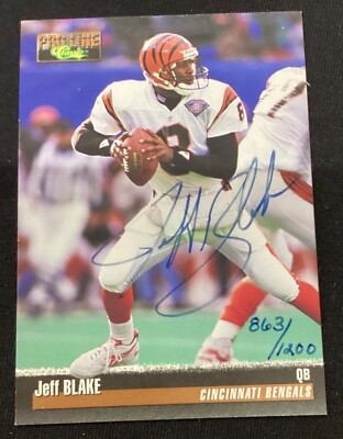 1995 Classic Pro Line Auto /1200 Jeff Blake Rookie Card Auto RC Bengals ...