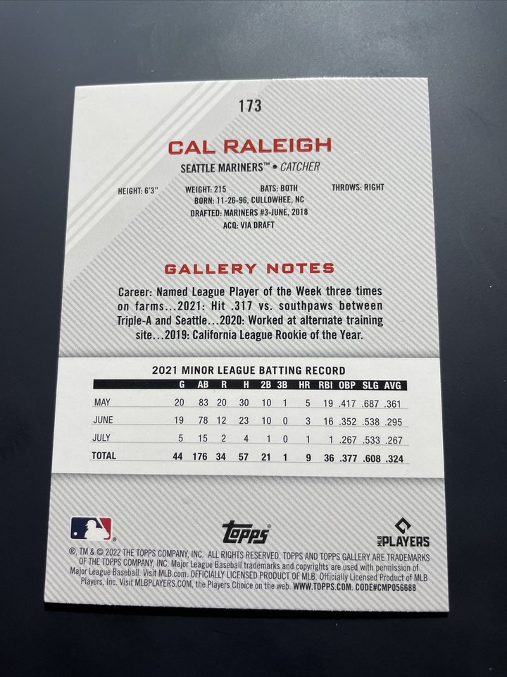 2022 Topps Gallery Cal Raleigh Rainbow Foil Rookie Card #173 | eBay