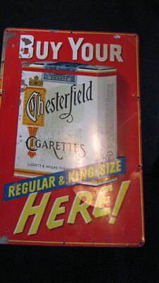 VINTAGE 1950'S CHESTERFIELD CIGARETTES TIN SIGN WITH RAISED LETTERS | eBay
