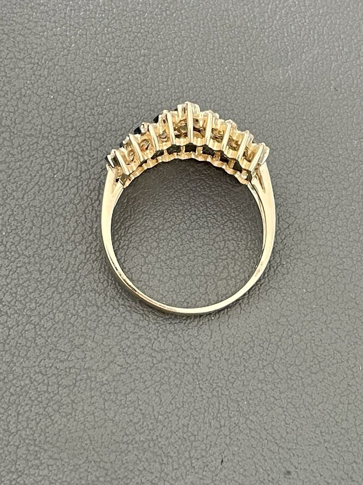 14KT Yellow Gold 1.20CTW Sapphire and 0.24CTW Diamond Ring. Size 9(F207 ...